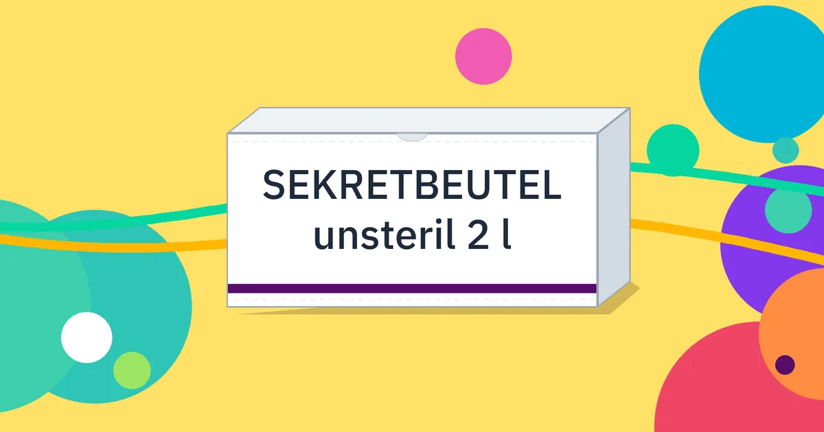 Symbolbild: Packung mit der Aufschrift SEKRETBEUTEL unsteril 2 l (PZN 13417380) – Verfügbarkeit und Bezug in Apotheken in Frankfurt am Main