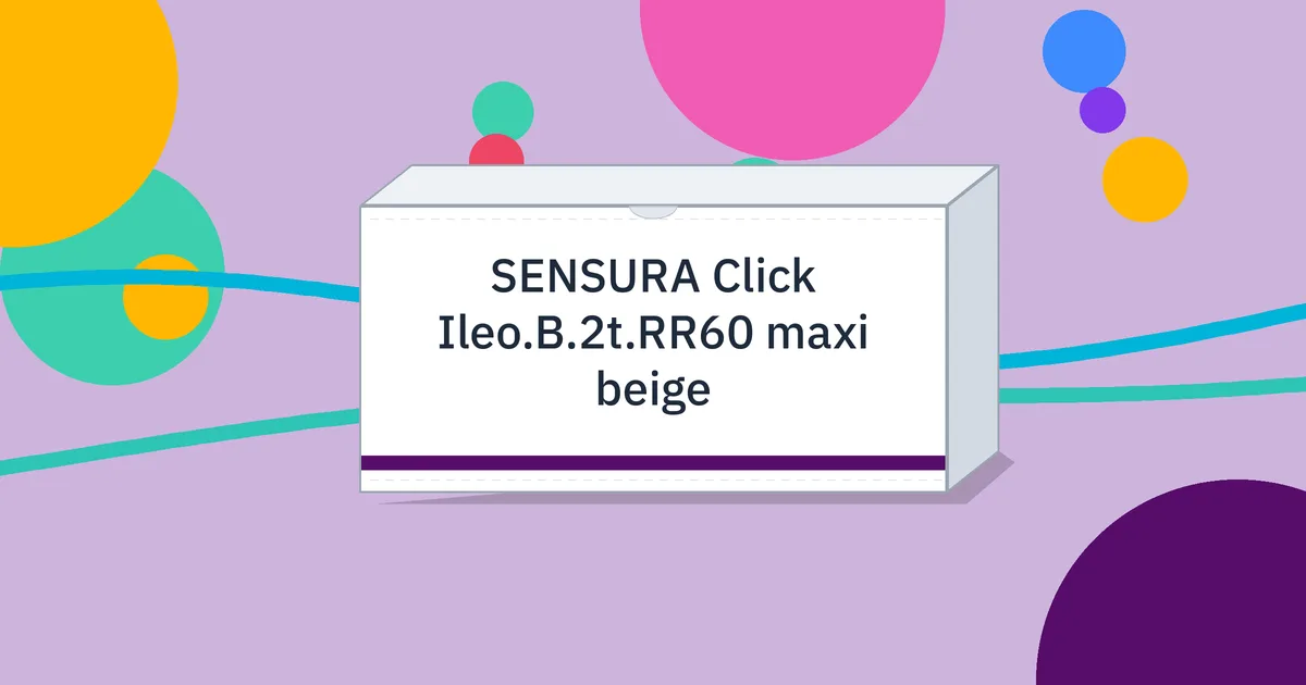 Symbolbild: Packung mit der Aufschrift SENSURA Click Ileo.B.2t.RR60 maxi beige (PZN 03107460) – Verfügbarkeit und Bezug in Apotheken in Frankfurt am Main