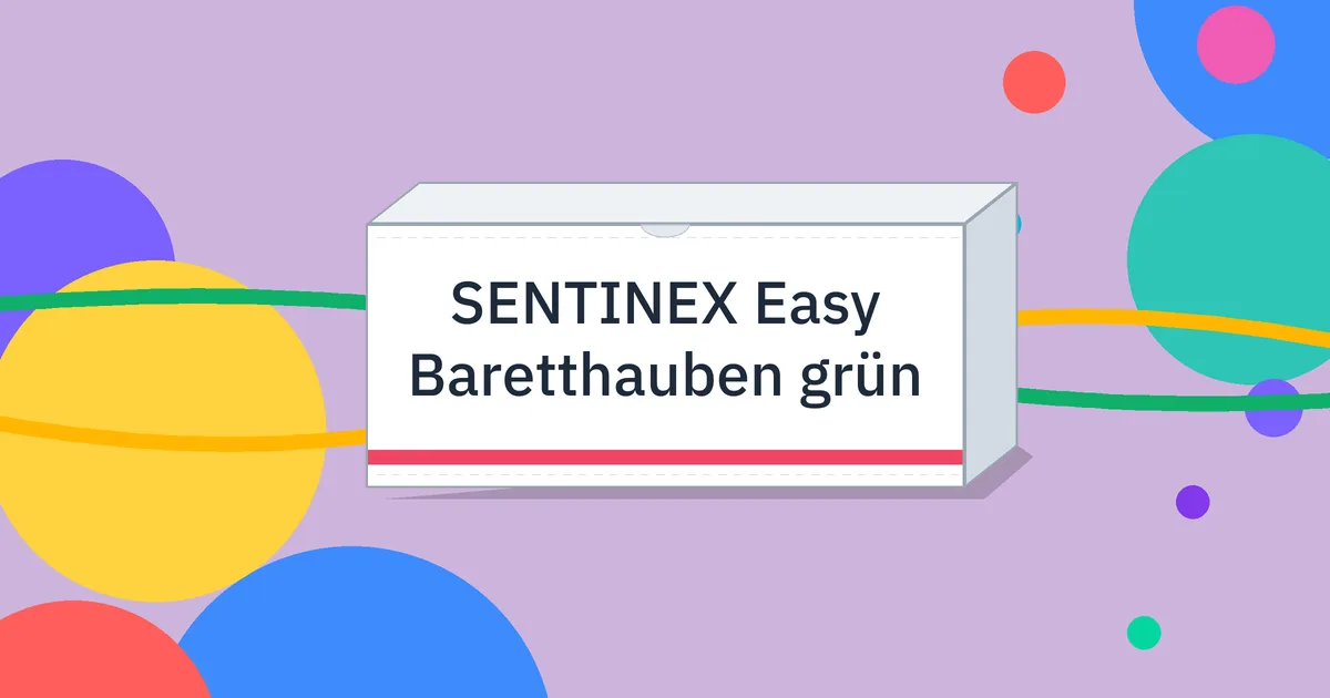Symbolbild: Packung mit der Aufschrift SENTINEX Easy Baretthauben grün (PZN 04216398) – Verfügbarkeit und Bezug in Apotheken in Frankfurt am Main