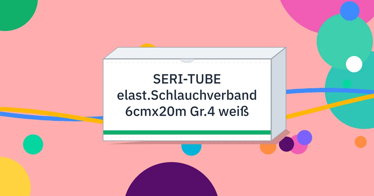 Symbolbild: Packung mit der Aufschrift SERI-TUBE elast.Schlauchverband 6cmx20m Gr.4 weiß (PZN 19837315) – Verfügbarkeit und Bezug in Apotheken in Frankfurt am Main