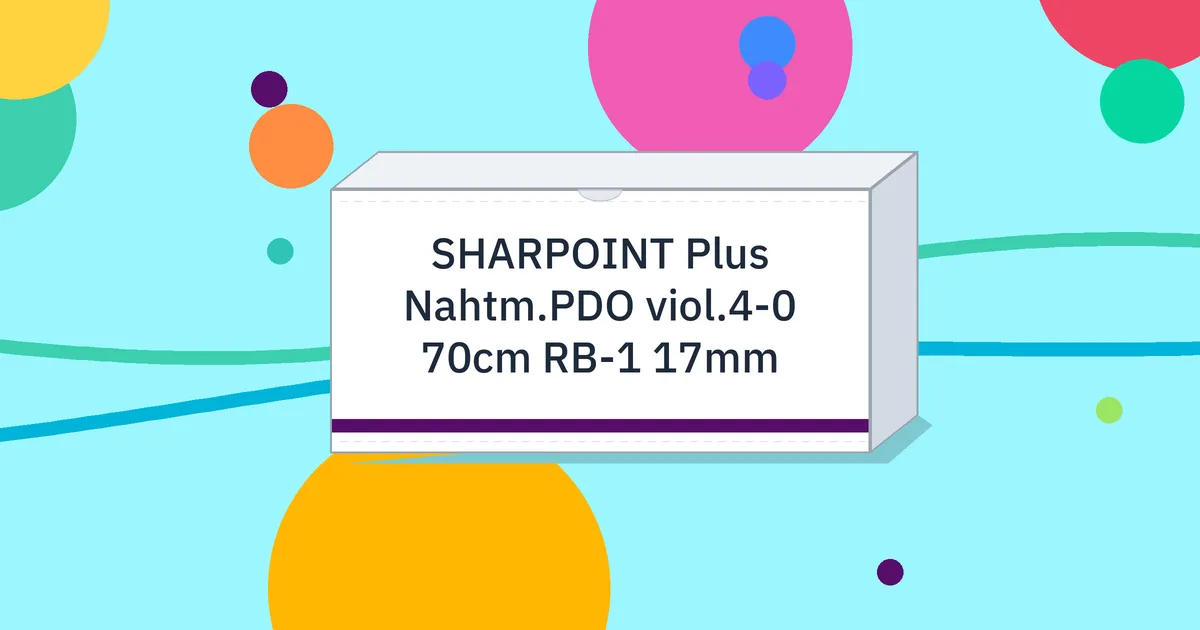 Symbolbild: Packung mit der Aufschrift SHARPOINT Plus Nahtm.PDO viol.4-0 70cm RB-1 17mm (PZN 17994186) – Verfügbarkeit und Bezug in Apotheken in Frankfurt am Main