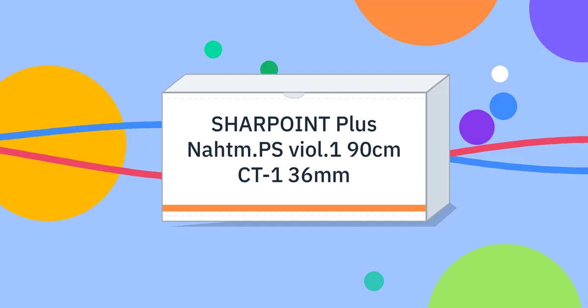Symbolbild: Packung mit der Aufschrift SHARPOINT Plus Nahtm.PS viol.1 90cm CT-1 36mm (PZN 17995843) – Verfügbarkeit und Bezug in Apotheken in Frankfurt am Main