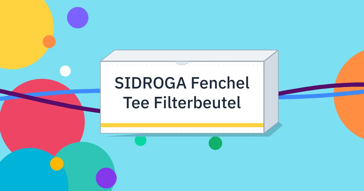 Symbolbild: Packung mit der Aufschrift SIDROGA Fenchel Tee Filterbeutel (PZN 01884745) – Verfügbarkeit und Bezug in Apotheken in Frankfurt am Main