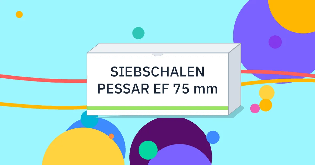 Symbolbild: Packung mit der Aufschrift SIEBSCHALEN PESSAR EF 75 mm (PZN 07324154) – Verfügbarkeit und Bezug in Apotheken in Frankfurt am Main