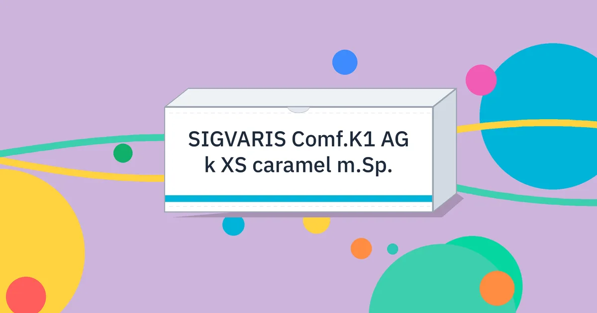 Symbolbild: Packung mit der Aufschrift SIGVARIS Comf.K1 AG k XS caramel m.Sp. (PZN 17042876) – Verfügbarkeit und Bezug in Apotheken in Frankfurt am Main