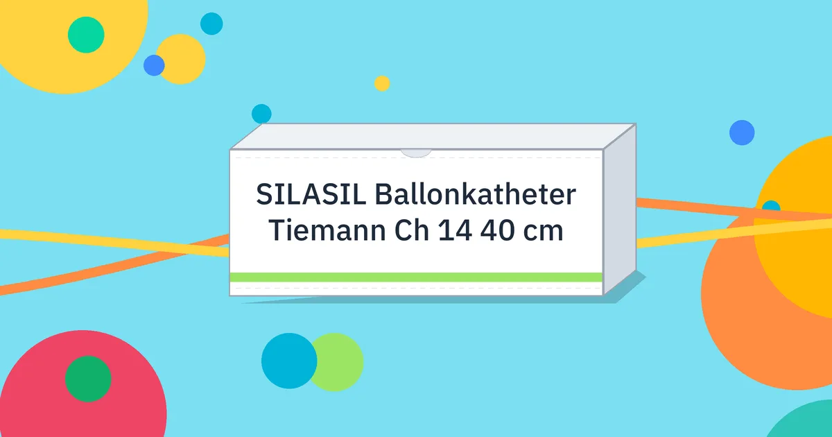 Symbolbild: Packung mit der Aufschrift SILASIL Ballonkatheter Tiemann Ch 14 40 cm (PZN 05035813) – Verfügbarkeit und Bezug in Apotheken in Frankfurt am Main
