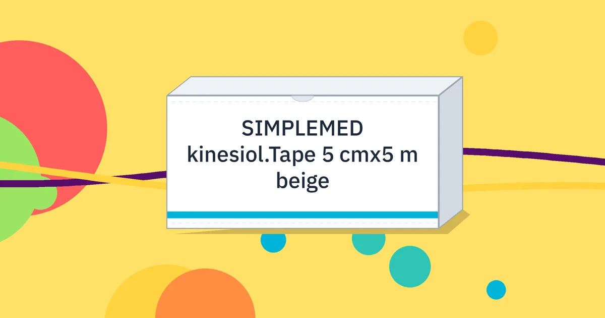 Symbolbild: Packung mit der Aufschrift SIMPLEMED kinesiol.Tape 5 cmx5 m beige (PZN 16013884) – Verfügbarkeit und Bezug in Apotheken in Frankfurt am Main