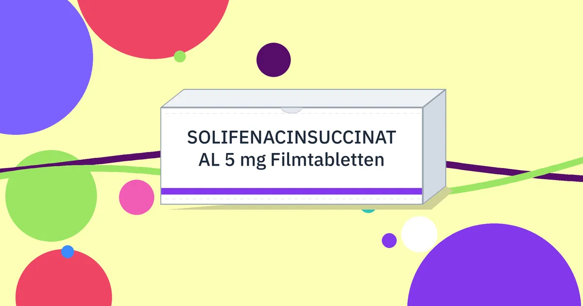 Symbolbild: Packung mit der Aufschrift SOLIFENACINSUCCINAT AL 5 mg Filmtabletten (PZN 15378885) – Verfügbarkeit und Bezug in Apotheken in Frankfurt am Main