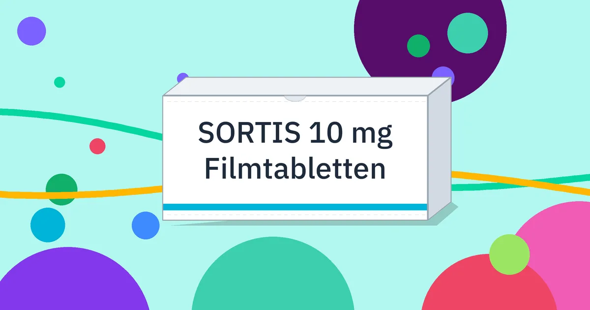 Symbolbild: Packung mit der Aufschrift SORTIS 10 mg Filmtabletten (PZN 04705080) – Verfügbarkeit und Bezug in Apotheken in Frankfurt am Main