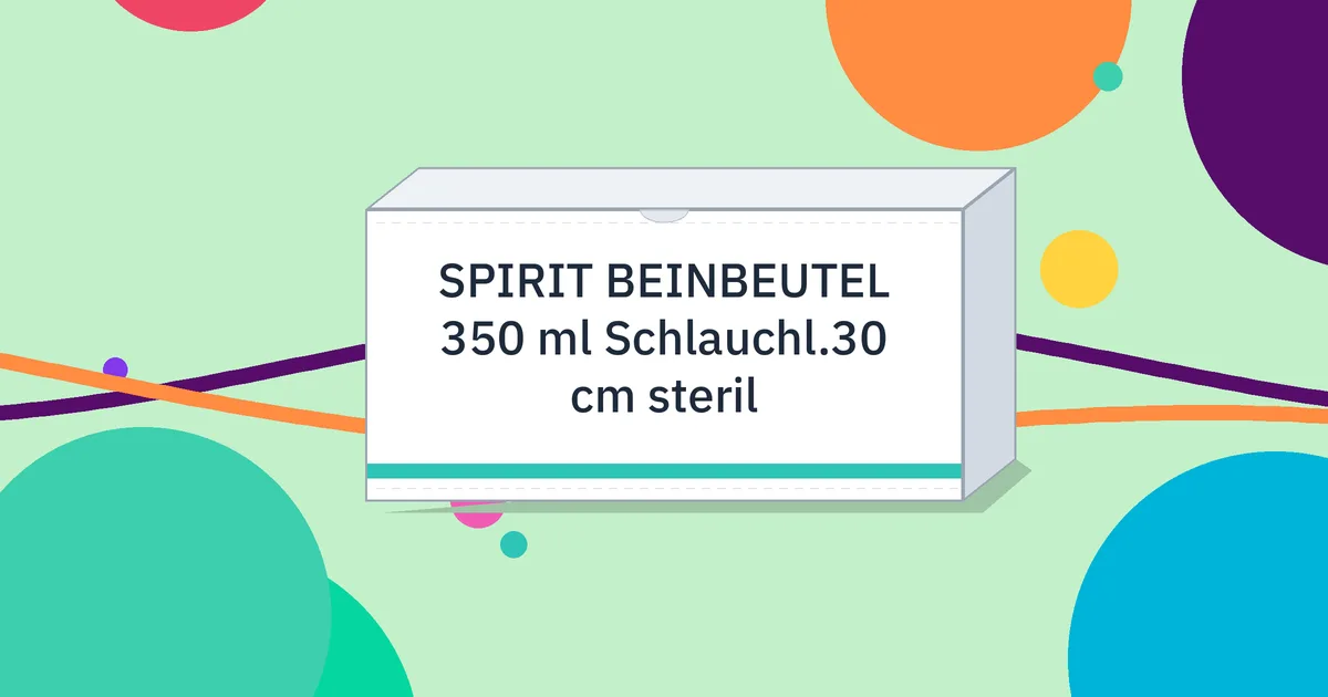 Symbolbild: Packung mit der Aufschrift SPIRIT BEINBEUTEL 350 ml Schlauchl.30 cm steril (PZN 12749803) – Verfügbarkeit und Bezug in Apotheken in Frankfurt am Main