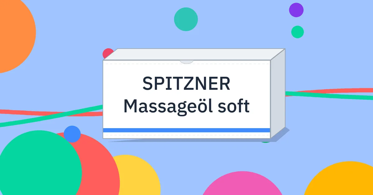 Symbolbild: Packung mit der Aufschrift SPITZNER Massageöl soft (PZN 19875333) – Verfügbarkeit und Bezug in Apotheken in Frankfurt am Main