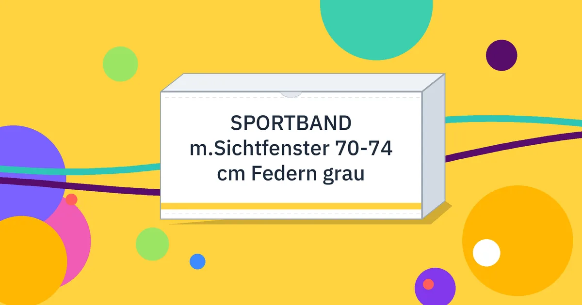 Symbolbild: Packung mit der Aufschrift SPORTBAND m.Sichtfenster 70-74 cm Federn grau (PZN 13916746) – Verfügbarkeit und Bezug in Apotheken in Frankfurt am Main