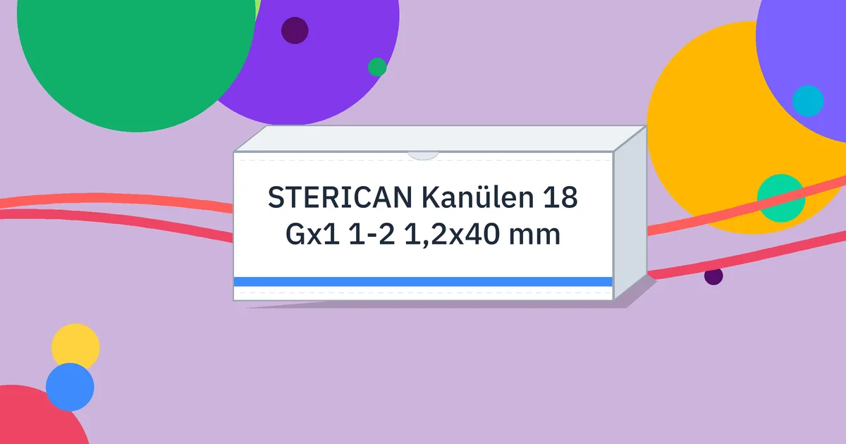 Symbolbild: Packung mit der Aufschrift STERICAN Kanülen 18 Gx1 1-2 1,2x40 mm (PZN 01105379) – Verfügbarkeit und Bezug in Apotheken in Frankfurt am Main