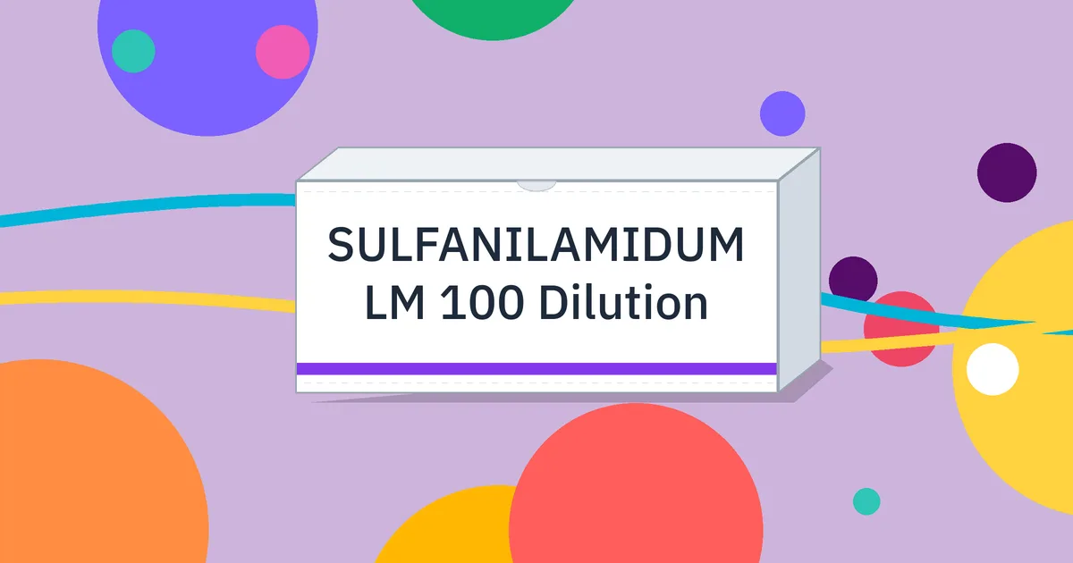Symbolbild: Packung mit der Aufschrift SULFANILAMIDUM LM 100 Dilution (PZN 13209368) – Verfügbarkeit und Bezug in Apotheken in Frankfurt am Main