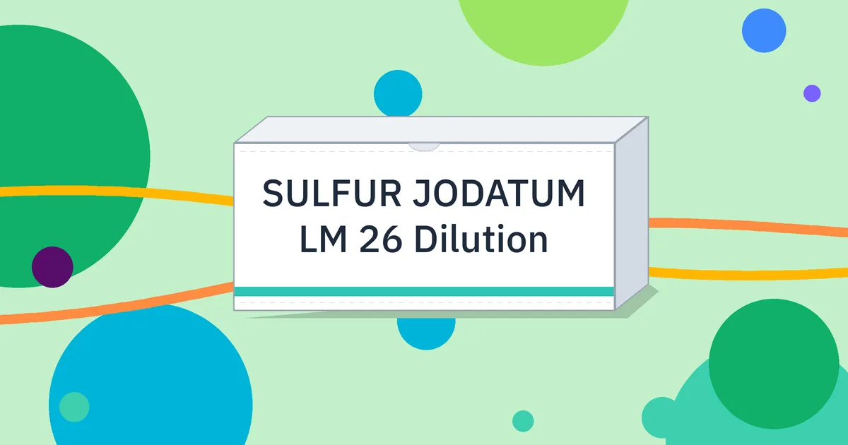 Symbolbild: Packung mit der Aufschrift SULFUR JODATUM LM 26 Dilution (PZN 13210495) – Verfügbarkeit und Bezug in Apotheken in Frankfurt am Main