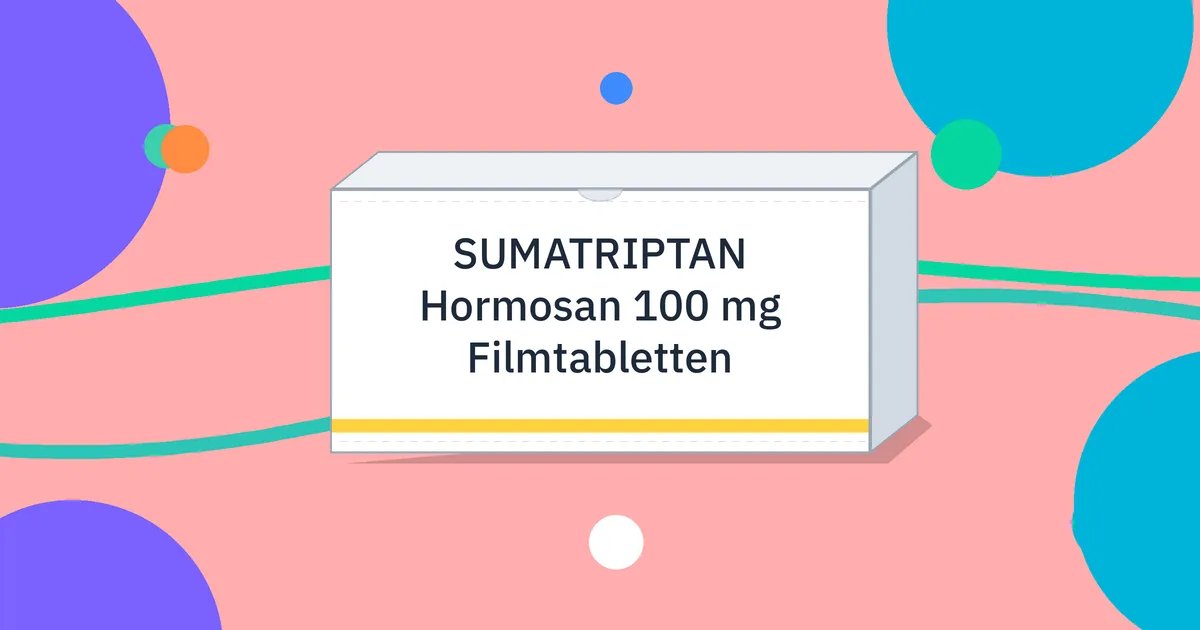 Symbolbild: Packung mit der Aufschrift SUMATRIPTAN Hormosan 100 mg Filmtabletten (PZN 10998471) – Verfügbarkeit und Bezug in Apotheken in Frankfurt am Main