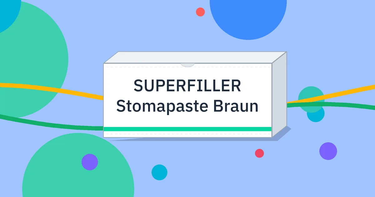 Symbolbild: Packung mit der Aufschrift SUPERFILLER Stomapaste Braun (PZN 09890403) – Verfügbarkeit und Bezug in Apotheken in Frankfurt am Main