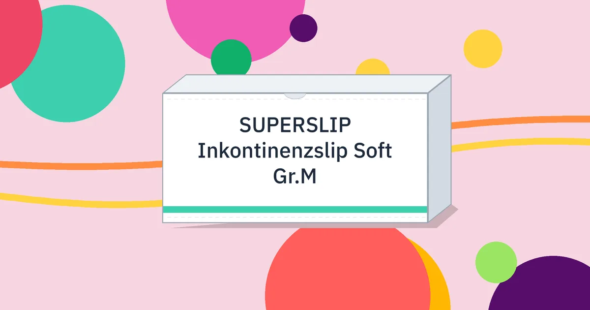 Symbolbild: Packung mit der Aufschrift SUPERSLIP Inkontinenzslip Soft Gr.M (PZN 19396271) – Verfügbarkeit und Bezug in Apotheken in Frankfurt am Main