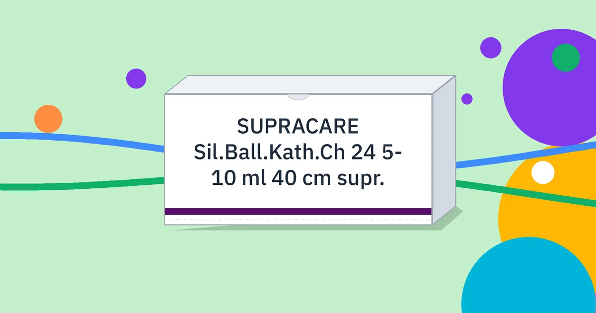 Symbolbild: Packung mit der Aufschrift SUPRACARE Sil.Ball.Kath.Ch 24 5-10 ml 40 cm supr. (PZN 12775172) – Verfügbarkeit und Bezug in Apotheken in Frankfurt am Main