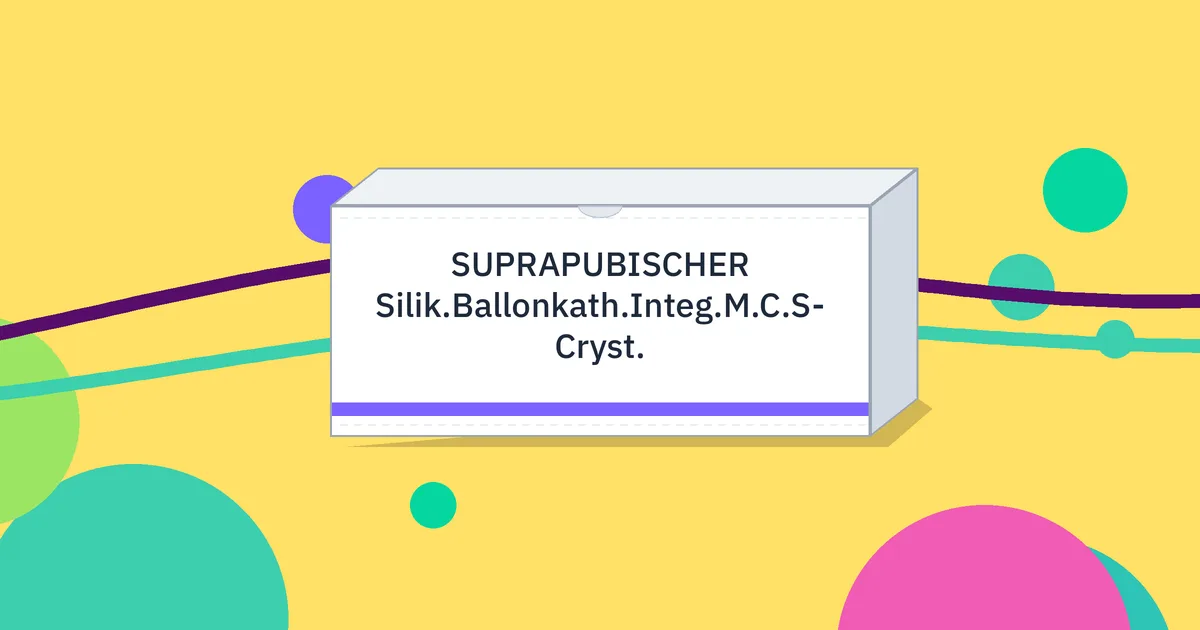 Symbolbild: Packung mit der Aufschrift SUPRAPUBISCHER Silik.Ballonkath.Integ.M.C.S-Cryst. (PZN 04154935) – Verfügbarkeit und Bezug in Apotheken in Frankfurt am Main