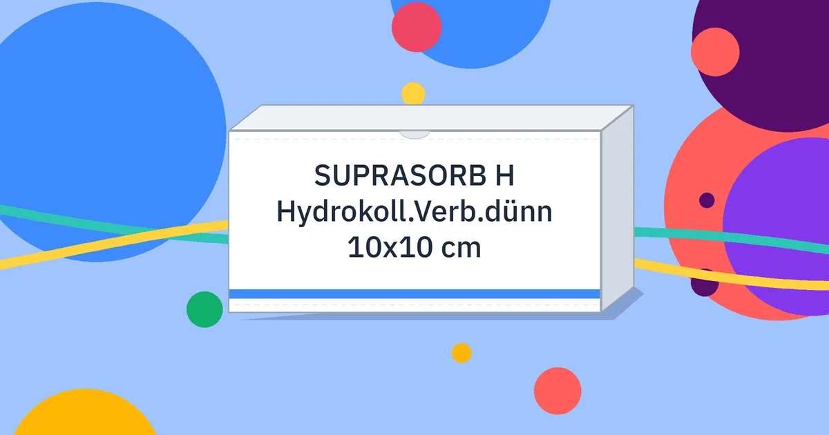 Symbolbild: Packung mit der Aufschrift SUPRASORB H Hydrokoll.Verb.dünn 10x10 cm (PZN 16668533) – Verfügbarkeit und Bezug in Apotheken in Frankfurt am Main