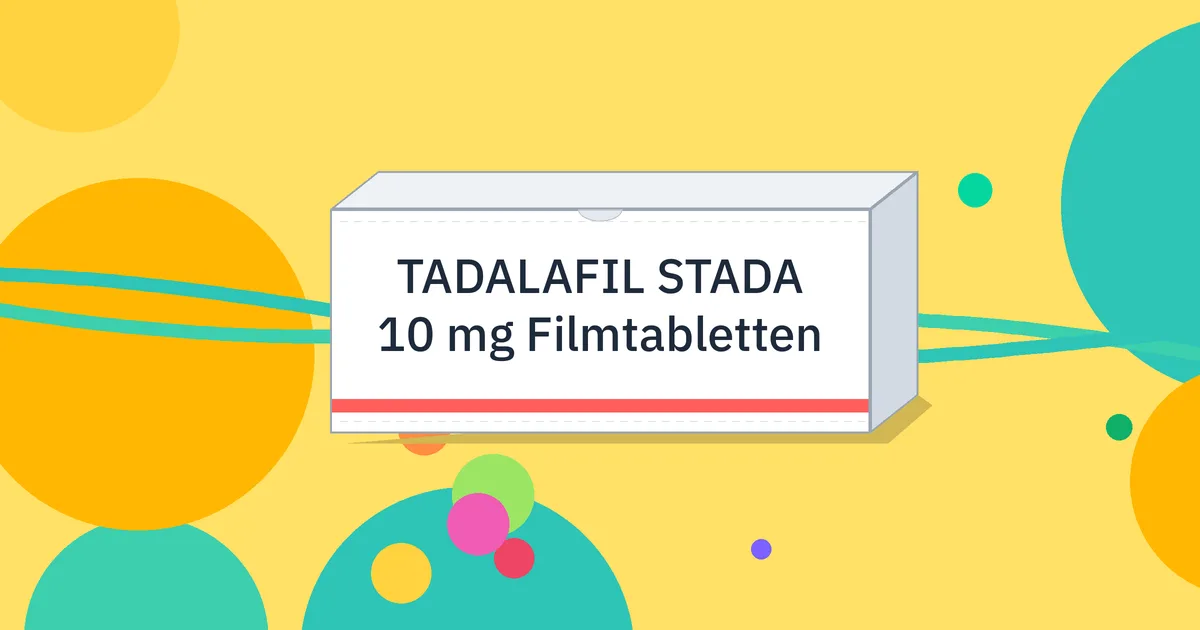 Symbolbild: Packung mit der Aufschrift TADALAFIL STADA 10 mg Filmtabletten (PZN 12903718) – Verfügbarkeit und Bezug in Apotheken in Frankfurt am Main
