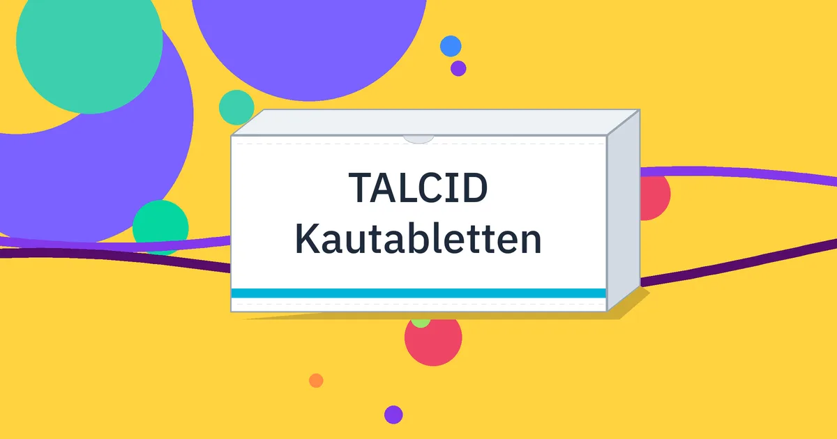 Symbolbild: Packung mit der Aufschrift TALCID Kautabletten (PZN 02530498) – Verfügbarkeit und Bezug in Apotheken in Frankfurt am Main