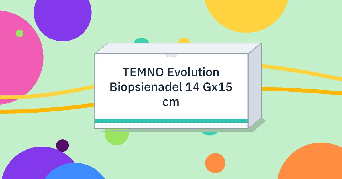 Symbolbild: Packung mit der Aufschrift TEMNO Evolution Biopsienadel 14 Gx15 cm (PZN 18765772) – Verfügbarkeit und Bezug in Apotheken in Frankfurt am Main