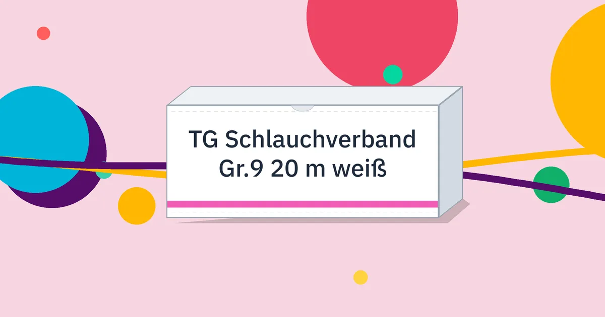 Symbolbild: Packung mit der Aufschrift TG Schlauchverband Gr.9 20 m weiß (PZN 19704229) – Verfügbarkeit und Bezug in Apotheken in Frankfurt am Main