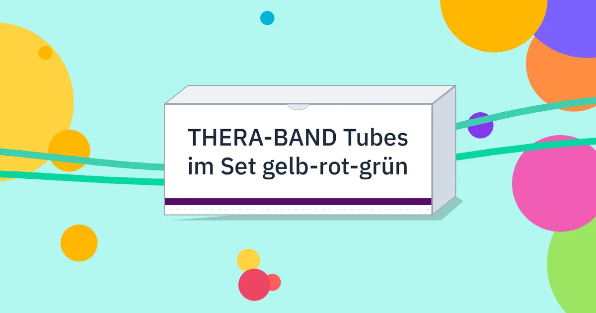 Symbolbild: Packung mit der Aufschrift THERA-BAND Tubes im Set gelb-rot-grün (PZN 00453546) – Verfügbarkeit und Bezug in Apotheken in Frankfurt am Main