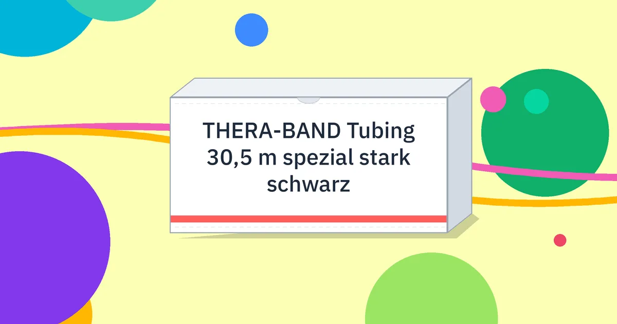 Symbolbild: Packung mit der Aufschrift THERA-BAND Tubing 30,5 m spezial stark schwarz (PZN 00436157) – Verfügbarkeit und Bezug in Apotheken in Frankfurt am Main