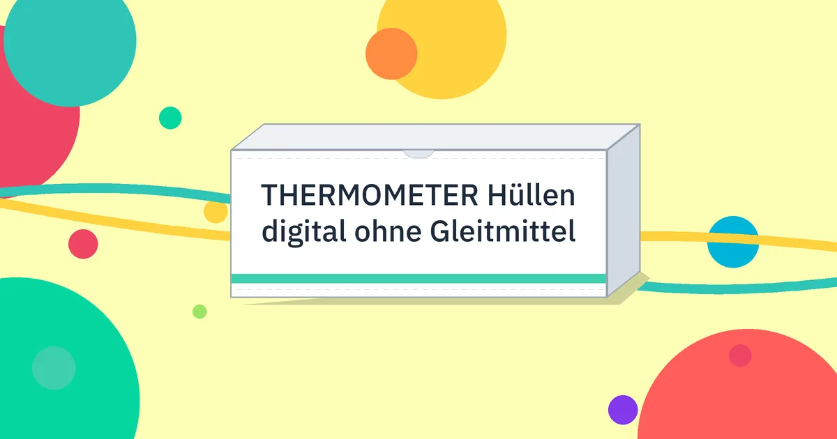 Symbolbild: Packung mit der Aufschrift THERMOMETER Hüllen digital ohne Gleitmittel (PZN 09897196) – Verfügbarkeit und Bezug in Apotheken in Frankfurt am Main