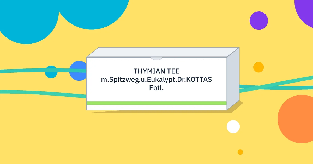 Symbolbild: Packung mit der Aufschrift THYMIAN TEE m.Spitzweg.u.Eukalypt.Dr.KOTTAS Fbtl. (PZN 09919905) – Verfügbarkeit und Bezug in Apotheken in Frankfurt am Main