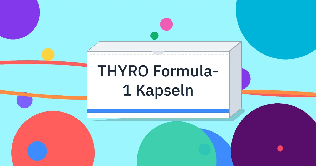Symbolbild: Packung mit der Aufschrift THYRO Formula-1 Kapseln (PZN 18203560) – Verfügbarkeit und Bezug in Apotheken in Frankfurt am Main