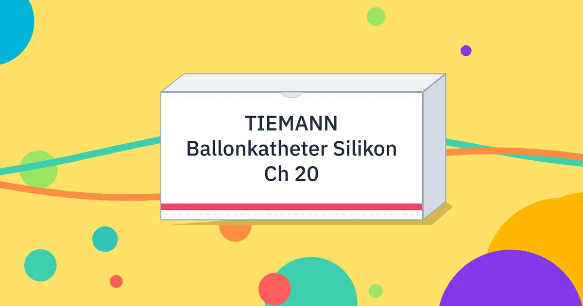 Symbolbild: Packung mit der Aufschrift TIEMANN Ballonkatheter Silikon Ch 20 (PZN 03227833) – Verfügbarkeit und Bezug in Apotheken in Frankfurt am Main