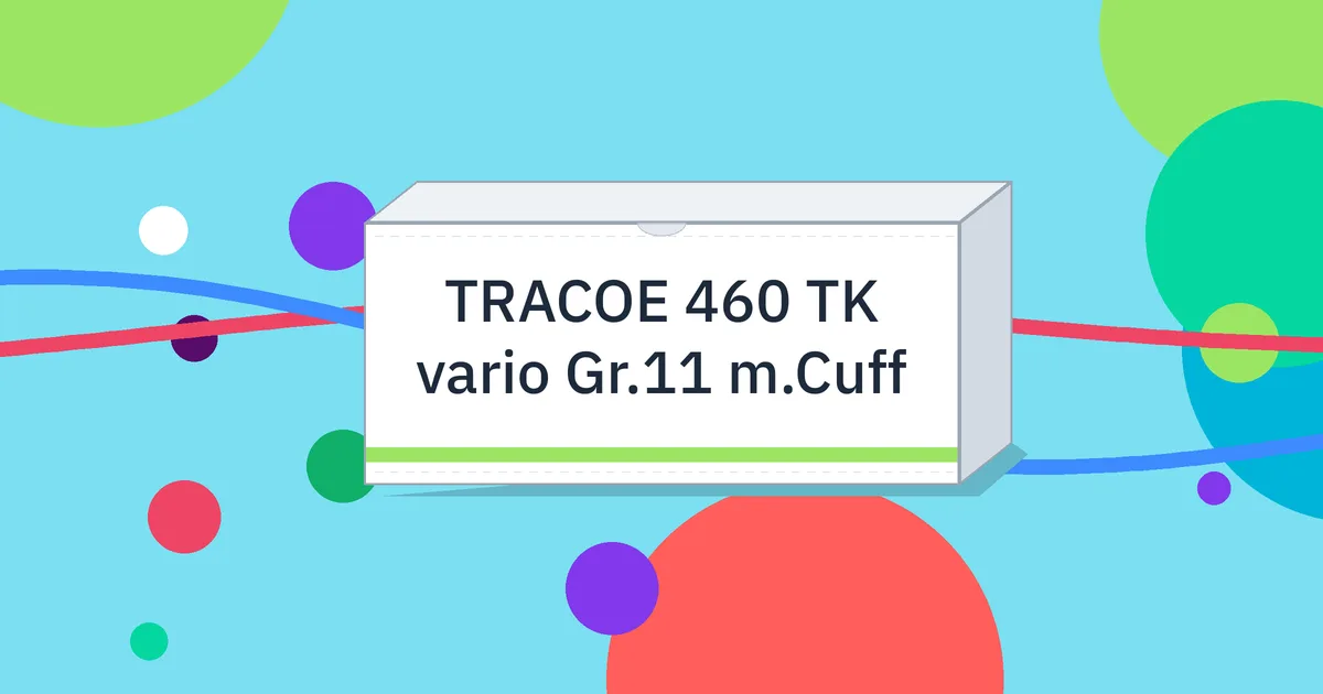 Symbolbild: Packung mit der Aufschrift TRACOE 460 TK vario Gr.11 m.Cuff (PZN 02364516) – Verfügbarkeit und Bezug in Apotheken in Frankfurt am Main