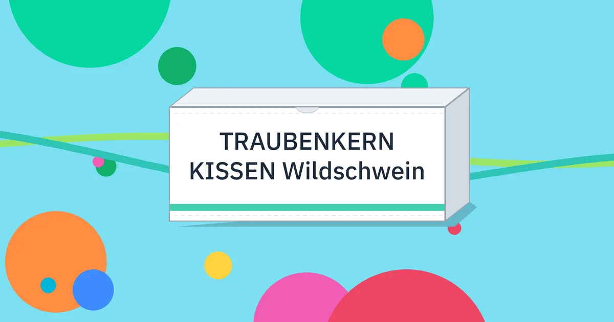 Symbolbild: Packung mit der Aufschrift TRAUBENKERN KISSEN Wildschwein (PZN 16511501) – Verfügbarkeit und Bezug in Apotheken in Frankfurt am Main