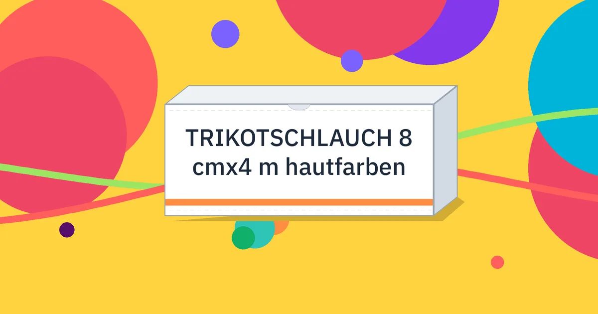 Symbolbild: Packung mit der Aufschrift TRIKOTSCHLAUCH 8 cmx4 m hautfarben (PZN 01721138) – Verfügbarkeit und Bezug in Apotheken in Frankfurt am Main