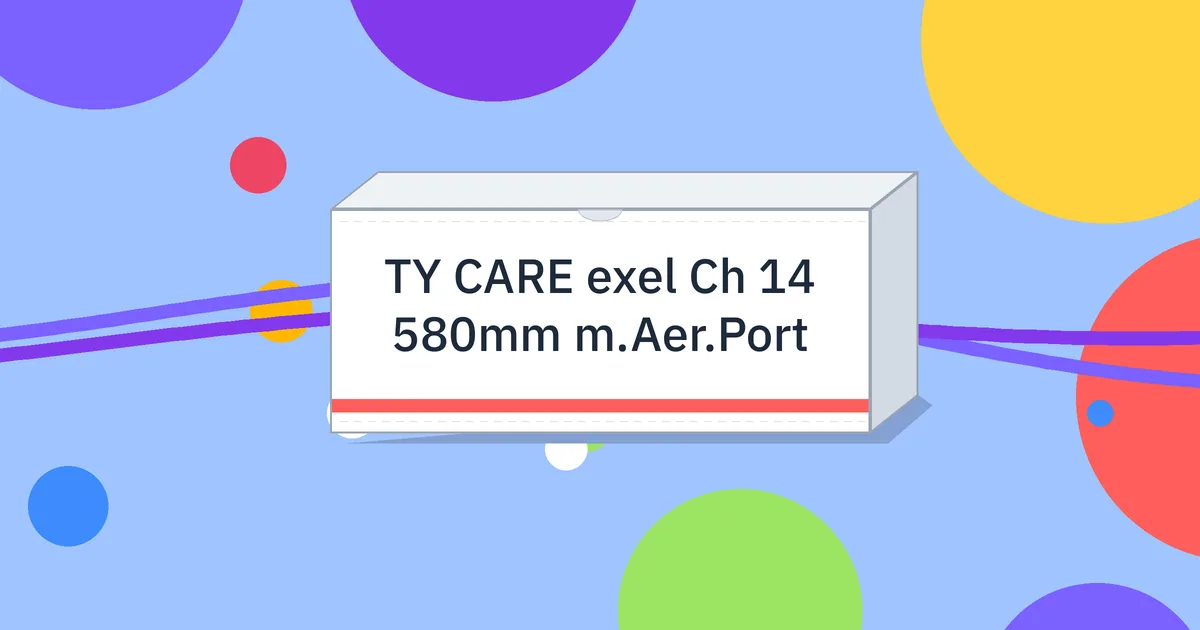 Symbolbild: Packung mit der Aufschrift TY CARE exel Ch 14 580mm m.Aer.Port (PZN 00814352) – Verfügbarkeit und Bezug in Apotheken in Frankfurt am Main