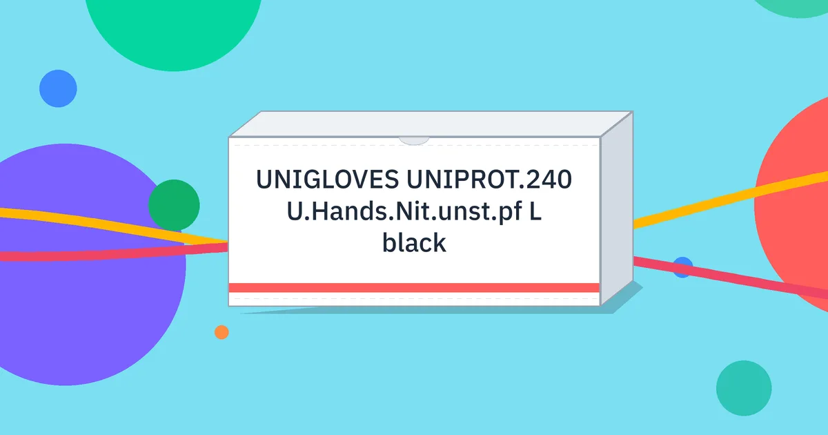 Symbolbild: Packung mit der Aufschrift UNIGLOVES UNIPROT.240 U.Hands.Nit.unst.pf L black (PZN 18101925) – Verfügbarkeit und Bezug in Apotheken in Frankfurt am Main
