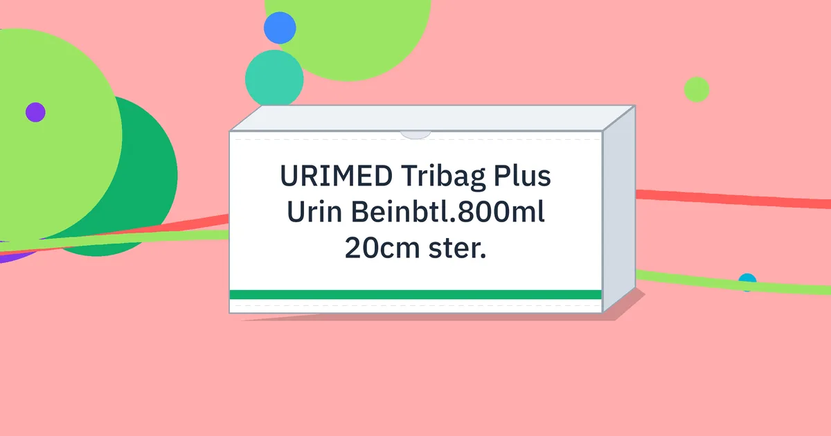 Symbolbild: Packung mit der Aufschrift URIMED Tribag Plus Urin Beinbtl.800ml 20cm ster. (PZN 05015986) – Verfügbarkeit und Bezug in Apotheken in Frankfurt am Main
