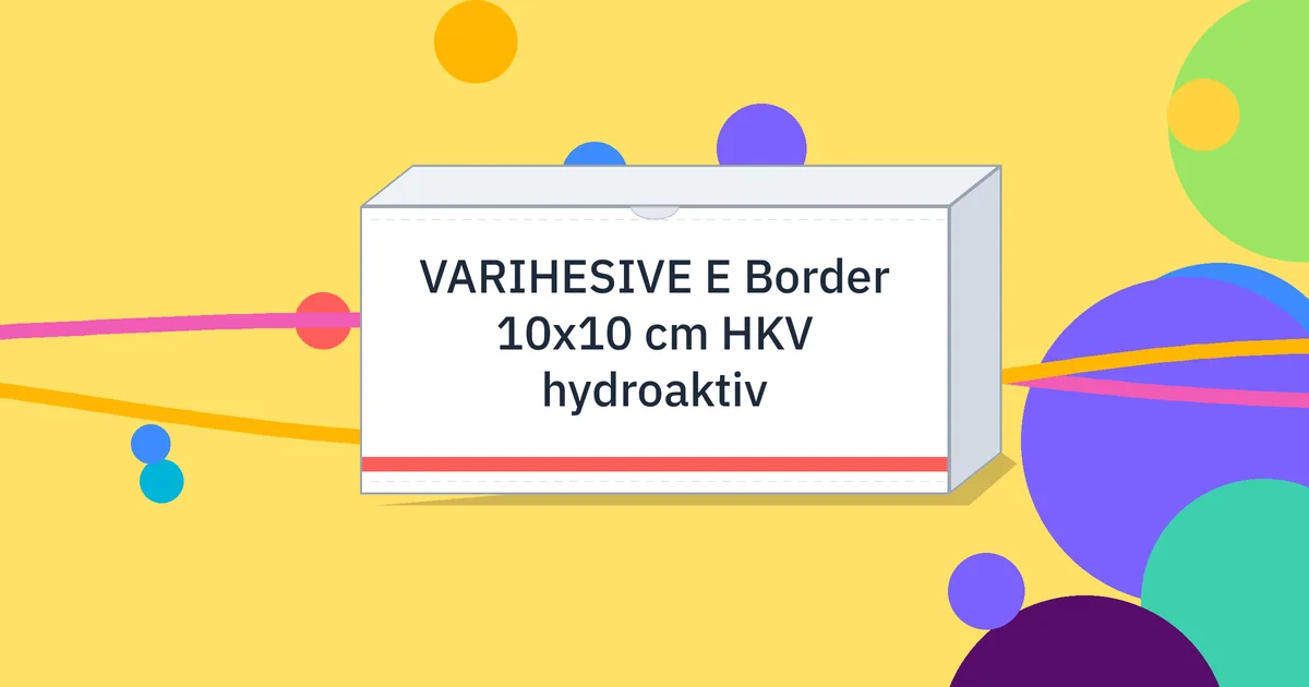 Symbolbild: Packung mit der Aufschrift VARIHESIVE E Border 10x10 cm HKV hydroaktiv (PZN 04474717) – Verfügbarkeit und Bezug in Apotheken in Frankfurt am Main