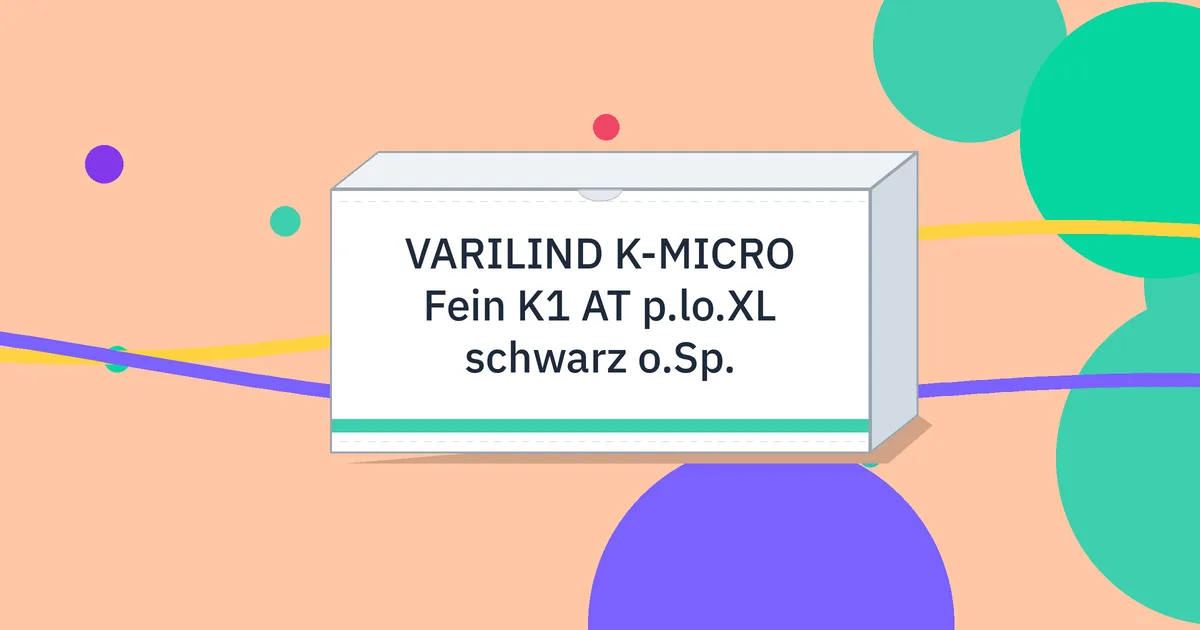 Symbolbild: Packung mit der Aufschrift VARILIND K-MICRO Fein K1 AT p.lo.XL schwarz o.Sp. (PZN 20552724) – Verfügbarkeit und Bezug in Apotheken in Frankfurt am Main