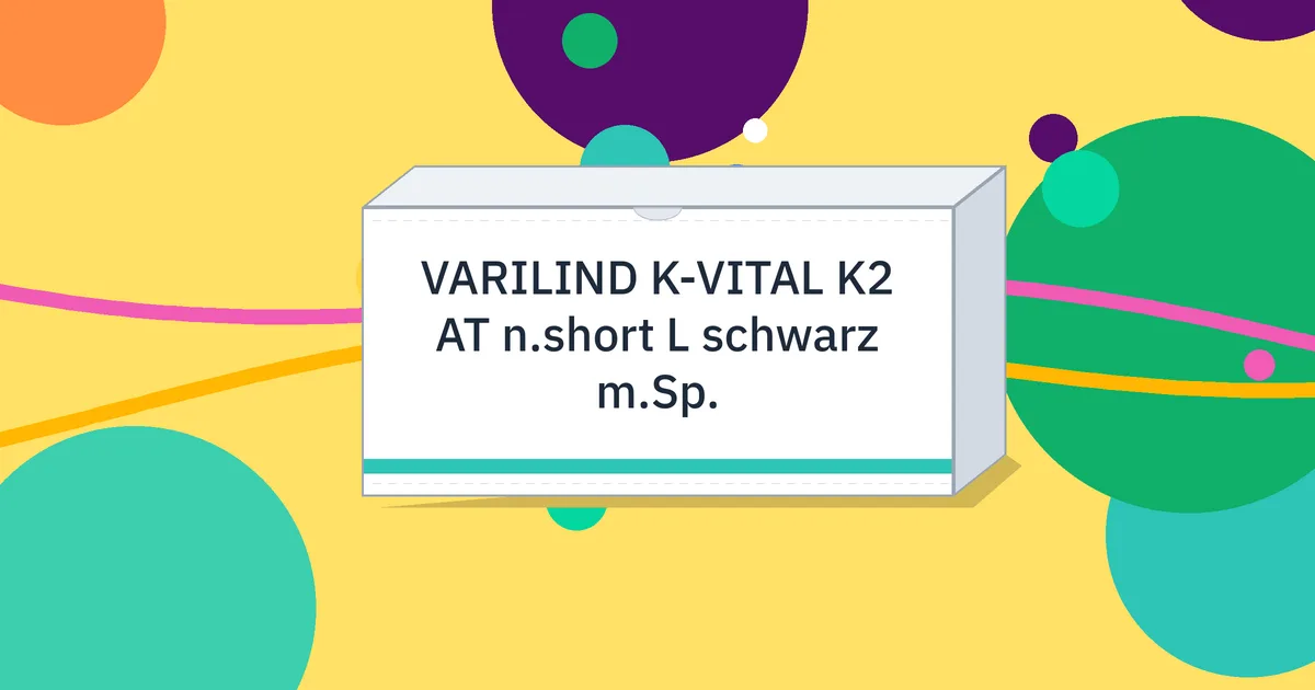 Symbolbild: Packung mit der Aufschrift VARILIND K-VITAL K2 AT n.short L schwarz m.Sp. (PZN 20561893) – Verfügbarkeit und Bezug in Apotheken in Frankfurt am Main