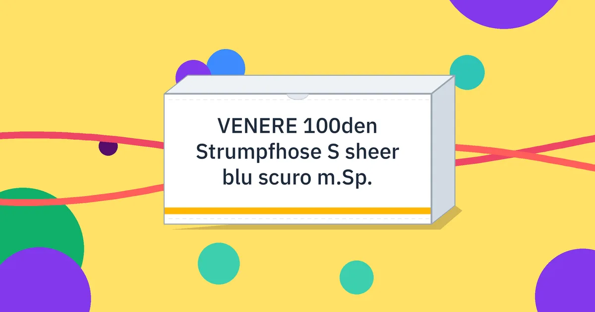 Symbolbild: Packung mit der Aufschrift VENERE 100den Strumpfhose S sheer blu scuro m.Sp. (PZN 16170678) – Verfügbarkeit und Bezug in Apotheken in Frankfurt am Main