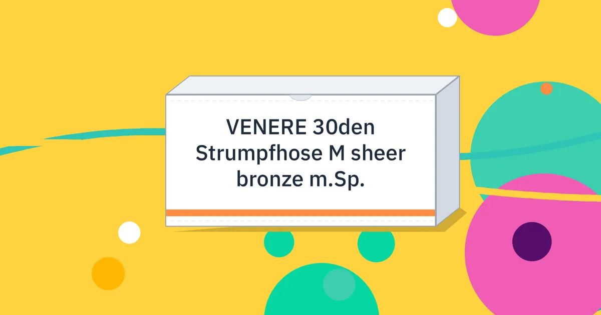Symbolbild: Packung mit der Aufschrift VENERE 30den Strumpfhose M sheer bronze m.Sp. (PZN 16172306) – Verfügbarkeit und Bezug in Apotheken in Frankfurt am Main
