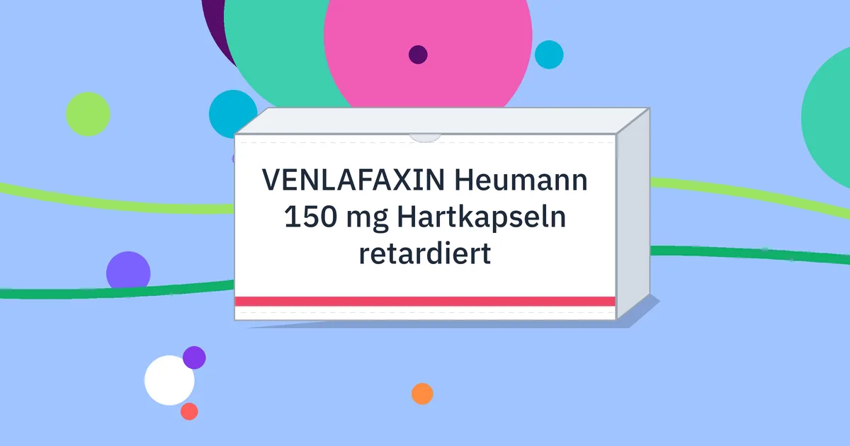 Symbolbild: Packung mit der Aufschrift VENLAFAXIN Heumann 150 mg Hartkapseln retardiert (PZN 02030761) – Verfügbarkeit und Bezug in Apotheken in Frankfurt am Main