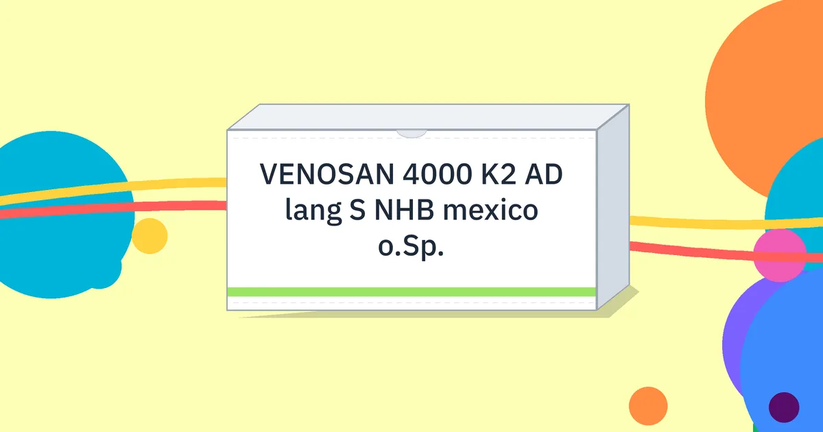 Symbolbild: Packung mit der Aufschrift VENOSAN 4000 K2 AD lang S NHB mexico o.Sp. (PZN 14423939) – Verfügbarkeit und Bezug in Apotheken in Frankfurt am Main