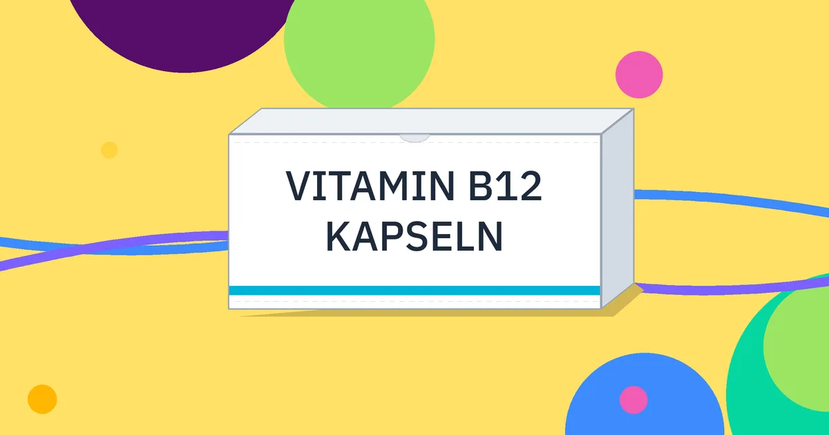 Symbolbild: Packung mit der Aufschrift VITAMIN B12 KAPSELN (PZN 00876838) – Verfügbarkeit und Bezug in Apotheken in Frankfurt am Main