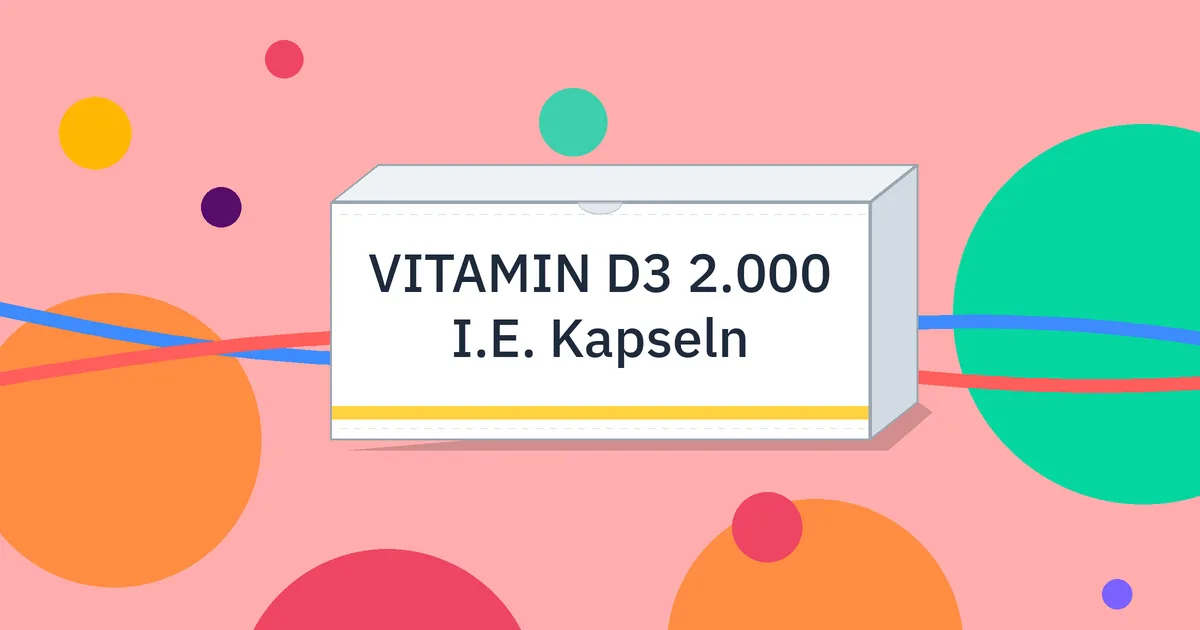 Symbolbild: Packung mit der Aufschrift VITAMIN D3 2.000 I.E. Kapseln (PZN 16937513) – Verfügbarkeit und Bezug in Apotheken in Frankfurt am Main